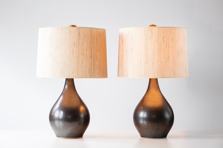 Gordon and Jane Martz / Marshall Studios Ceramic Table Lamps, Gunmetal ...
