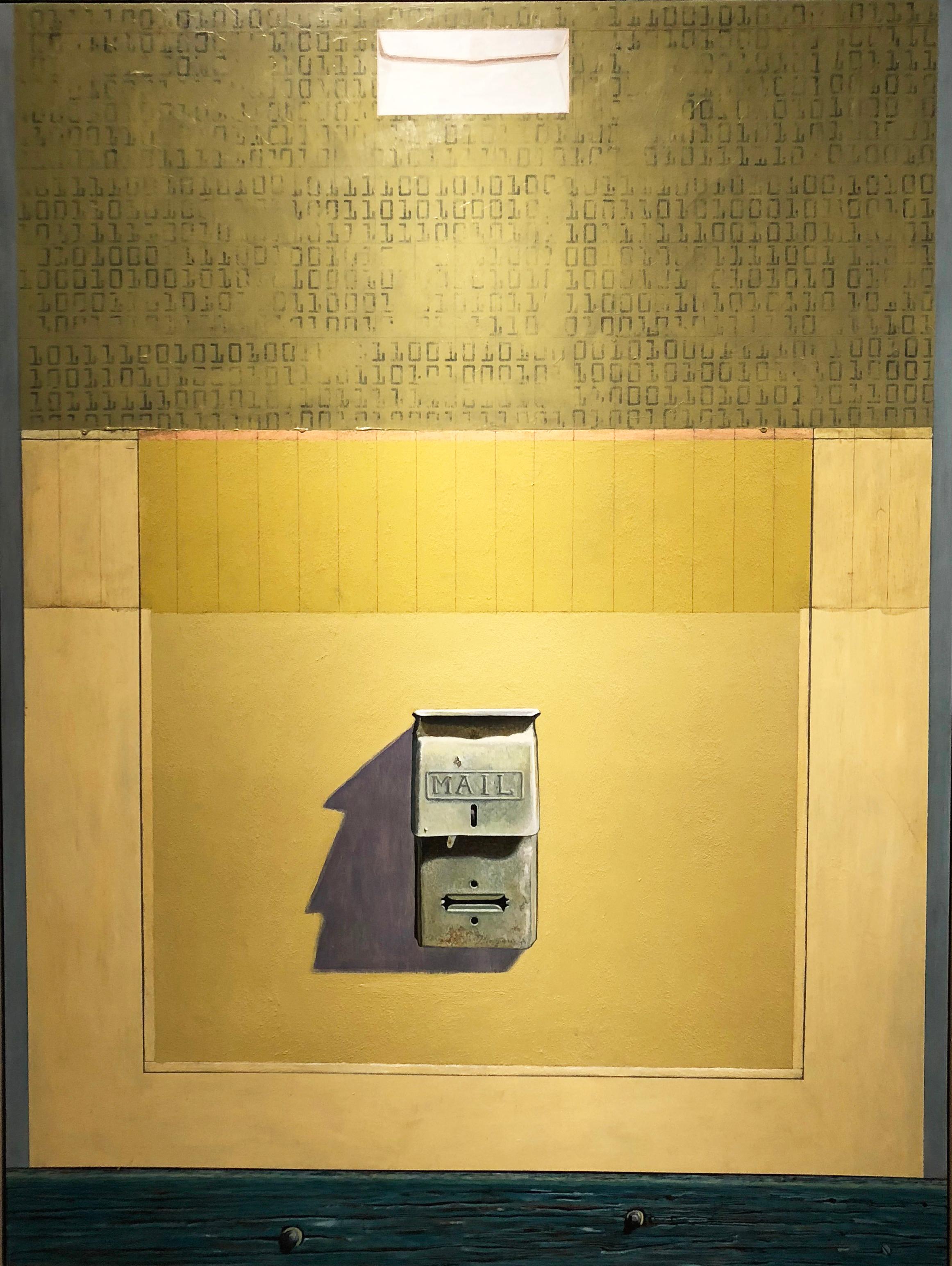 Gordon Lee - Yellow Green Blue painting, "Mail Box" (Photorealism, Abstraction, Color-Field) For ...