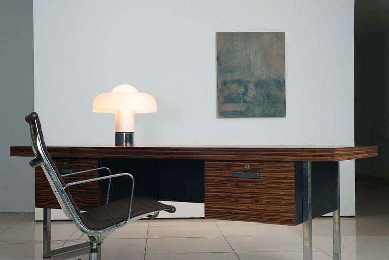 Gordon Russell Desk in Macassar Ebony and Chrome, England, 1970s at 1stDibs
