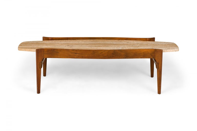 Gordons of Tennessee Walnut and Travertine Cocktail / Coffee Table For ...