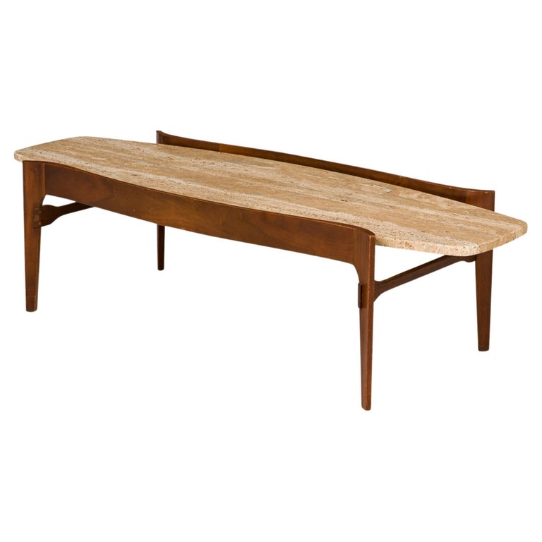 Gordons of Tennessee Walnut and Travertine Cocktail / Coffee Table For ...