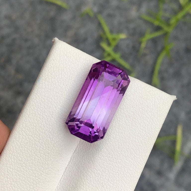 Gorgeous 14 Carat Natural Purple Bicolor Amethyst Long Emerald Cut from ...
