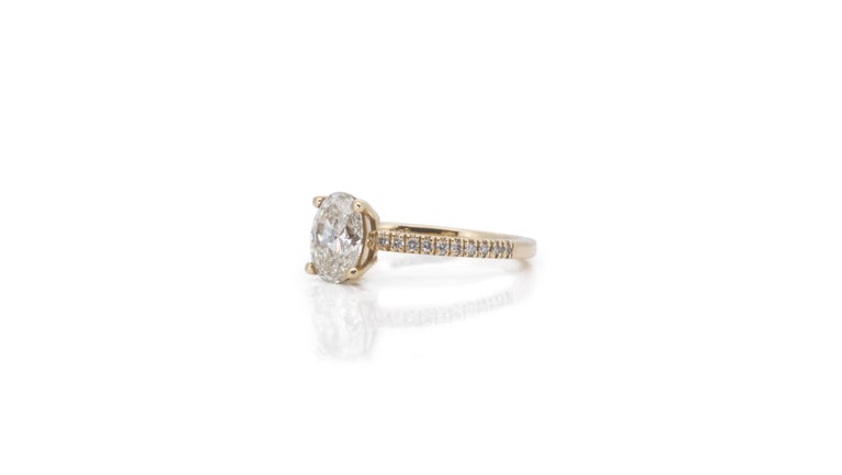 Gorgeous 14k Yellow Gold Pave Oval Ring with 1.12Ct Natural Diamonds ...