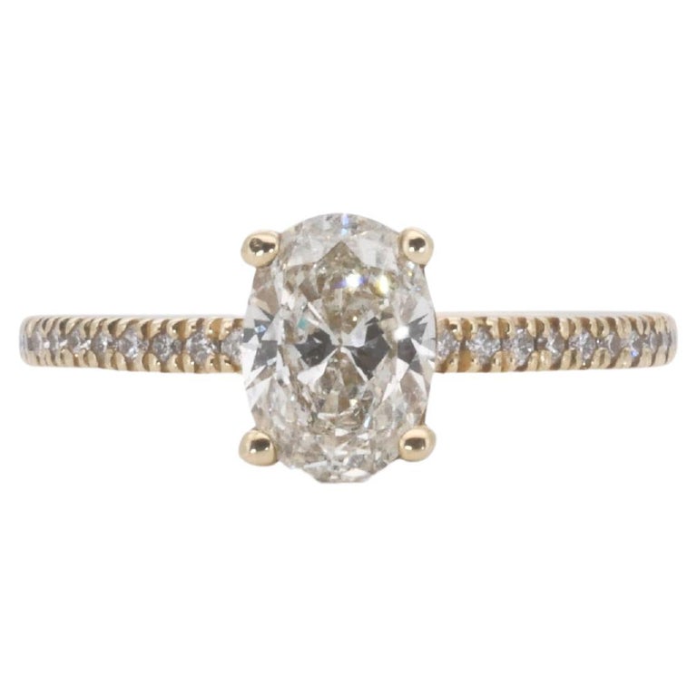 Gorgeous 14k Yellow Gold Pave Oval Ring with 1.12Ct Natural Diamonds ...