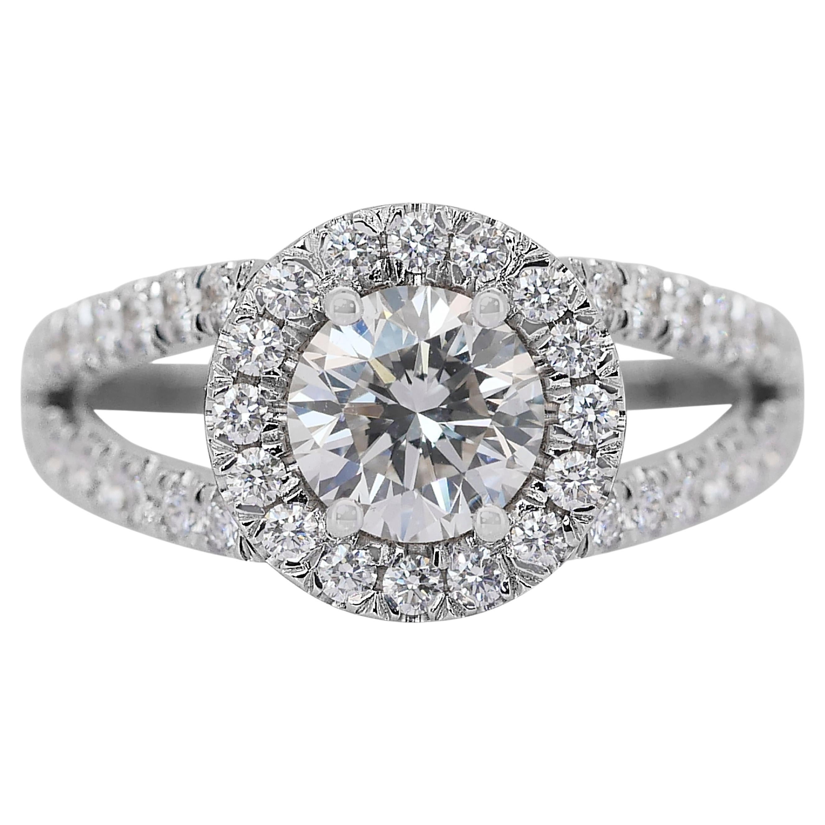 1.61ct Round Brilliant Cut Diamond Ring in a Bypass Setting For Sale at 1stDibs