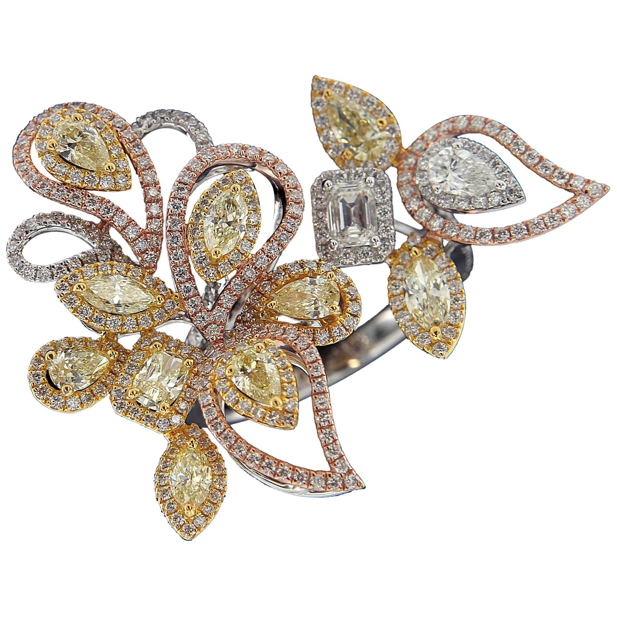 Contemporary 18 Karat Pink Gold and Diamond Cocktail Party Ring For ...