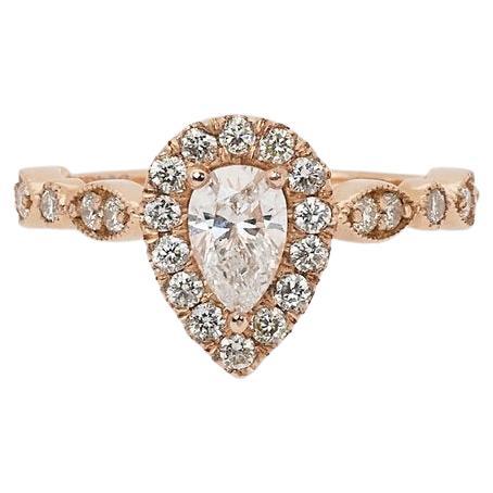 Stunning 20K Yellow Gold Ring with 0.12 Ct Natural Diamonds and Pearl ...