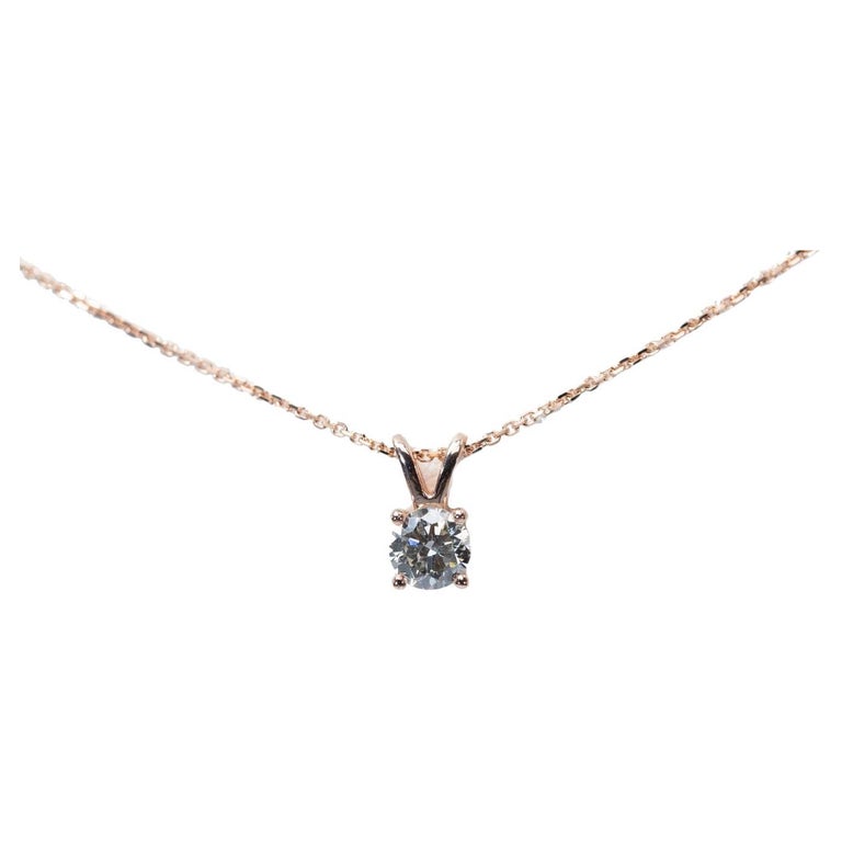 Gorgeous 18k Rose Gold Necklace and Pendant with 0.8ct Natural Diamond ...