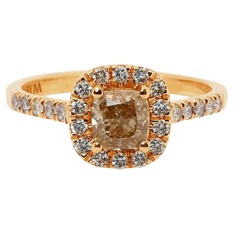 Gorgeous 18k Rose Gold Pave Halo Ring 1.16ct Natural Diamonds AIG ...