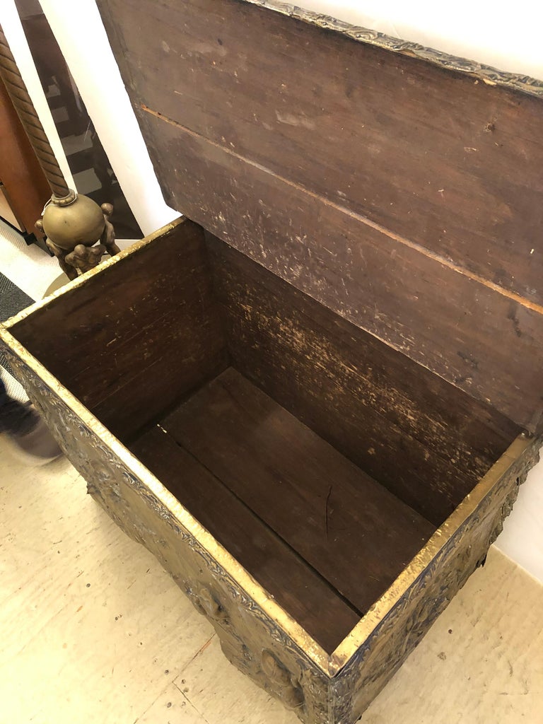 Gorgeous 19th Century Brass Relief Repousee Fireplace Box For Sale at ...
