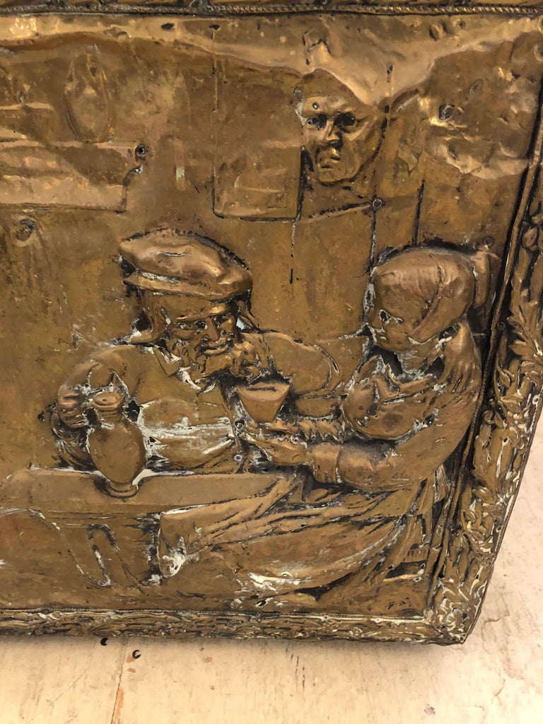 Gorgeous 19th Century Brass Relief Repousee Fireplace Box For Sale at ...