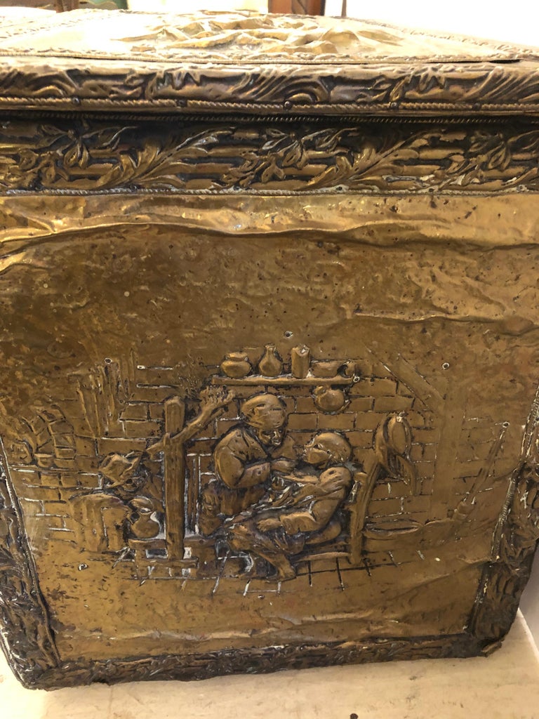 Gorgeous 19th Century Brass Relief Repousee Fireplace Box For Sale at ...