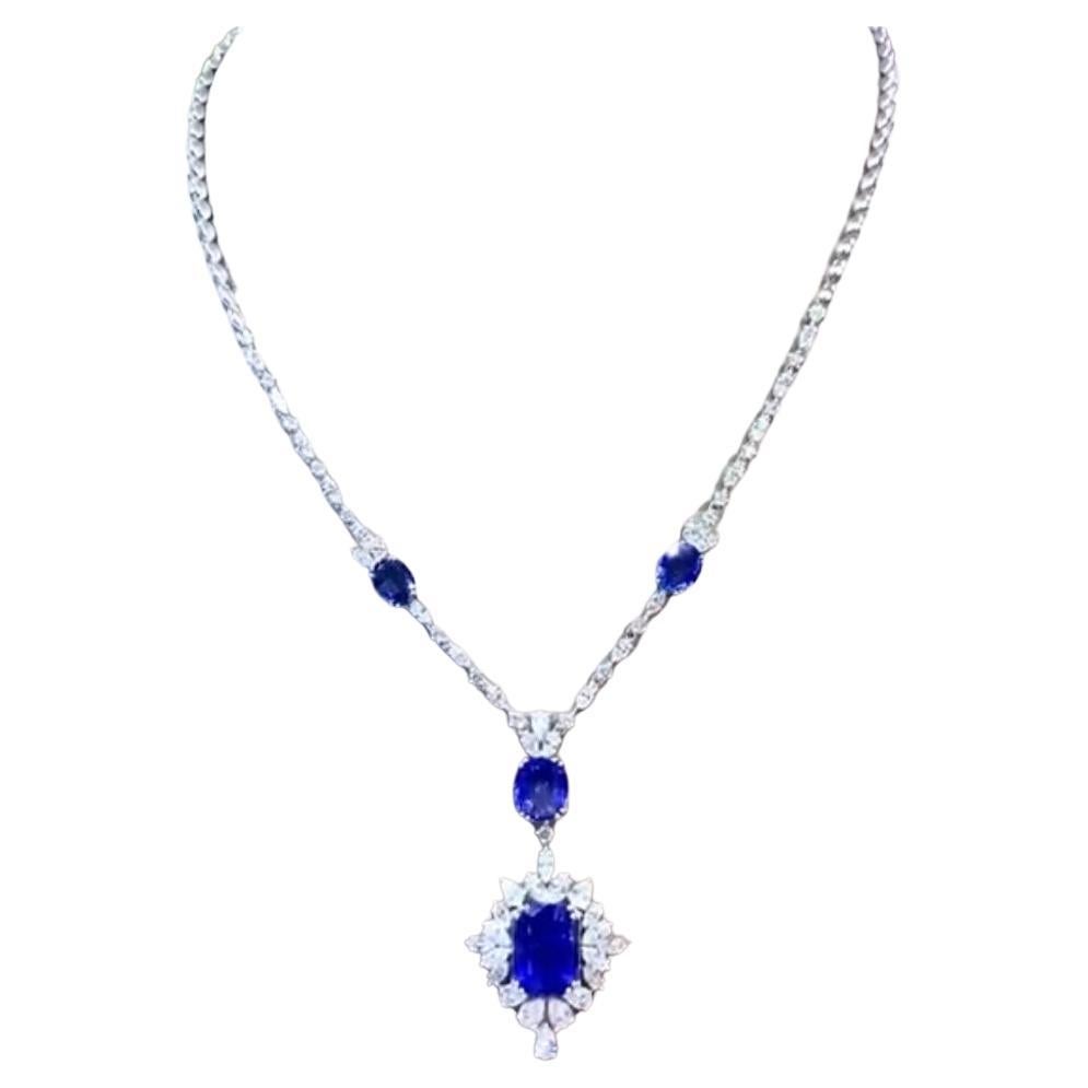 Gorgeous 20.30 Carats Ceylon Sapphires and Diamonds on Necklace For ...