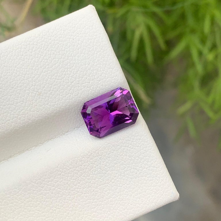 Gorgeous 2.95cts Natural Purple Loose Amethyst Emerald Shape Gemstone ...