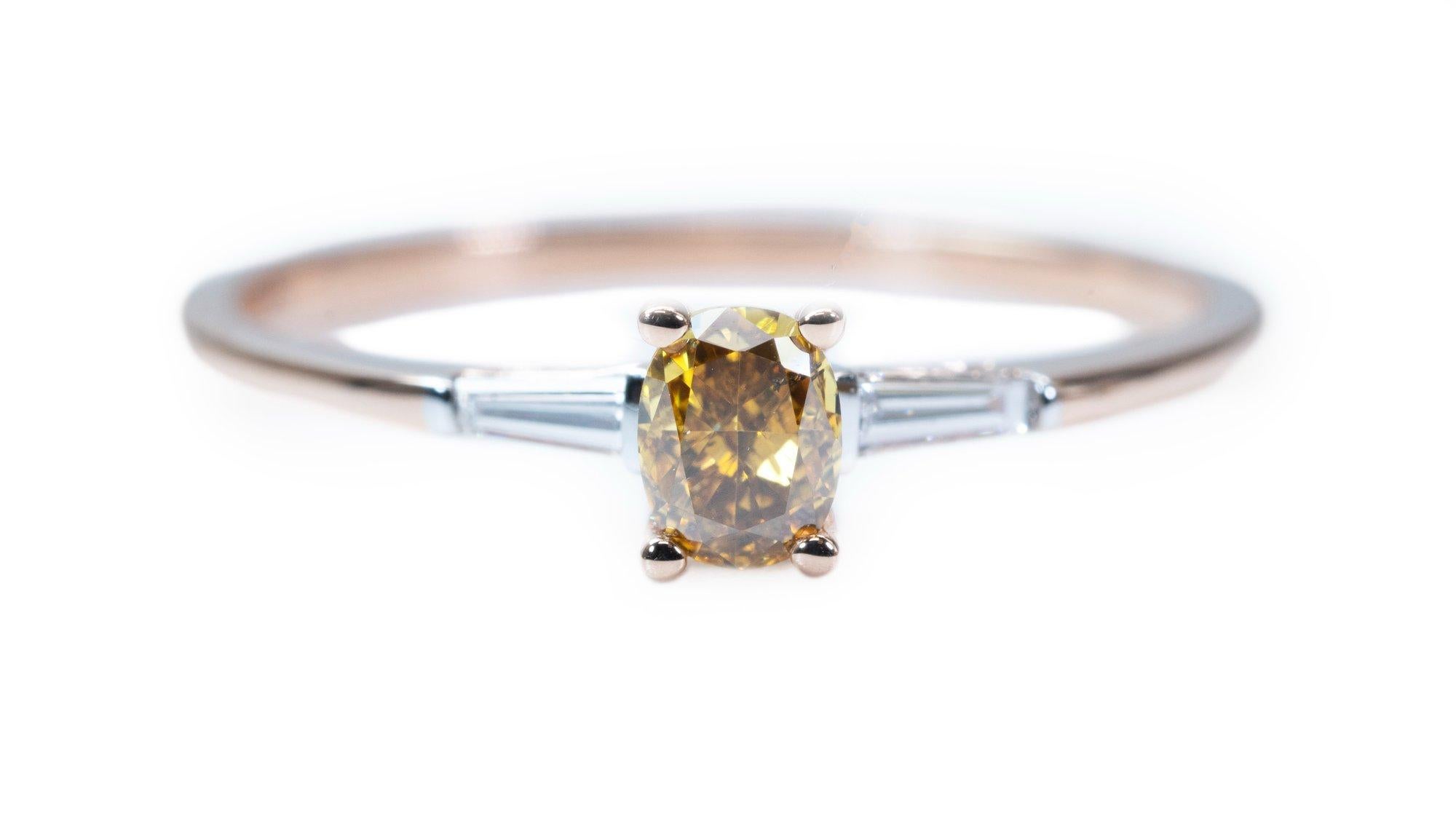 Unique 18K Rose Gold 3 Stone Ring with 0.46 ct Natural Diamonds- AIG ...