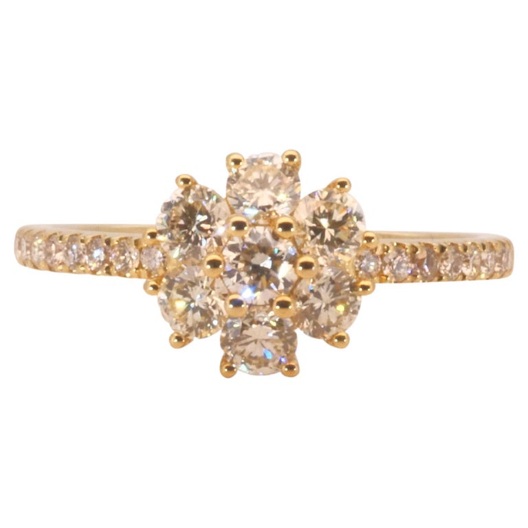 Gorgeous 9k Yellow Gold Pave Cluster Ring with 1.05ct Natural Diamonds ...