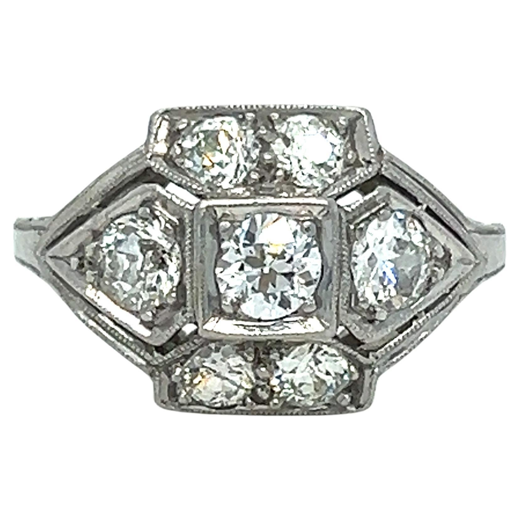 Gorgeous Art Deco Vintage Platinum Diamond Cluster Ring Wedding Ring ...