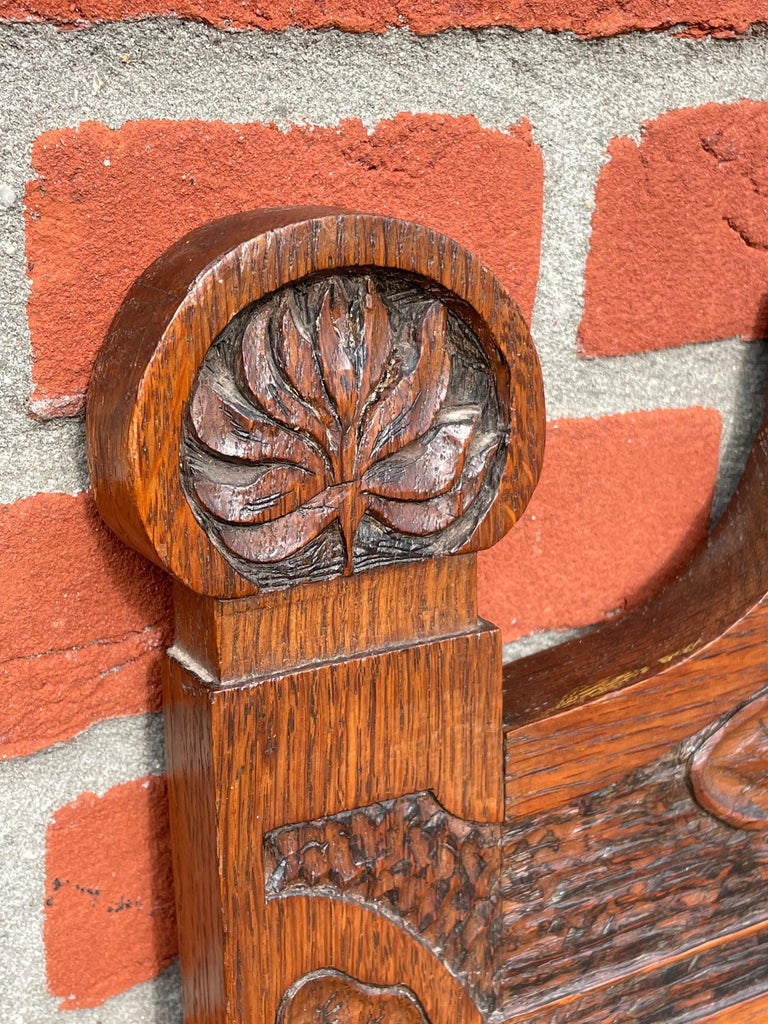 Gorgeous Arts and Crafts Wall Mirror w. Hand Carved Lotus Flower and ...