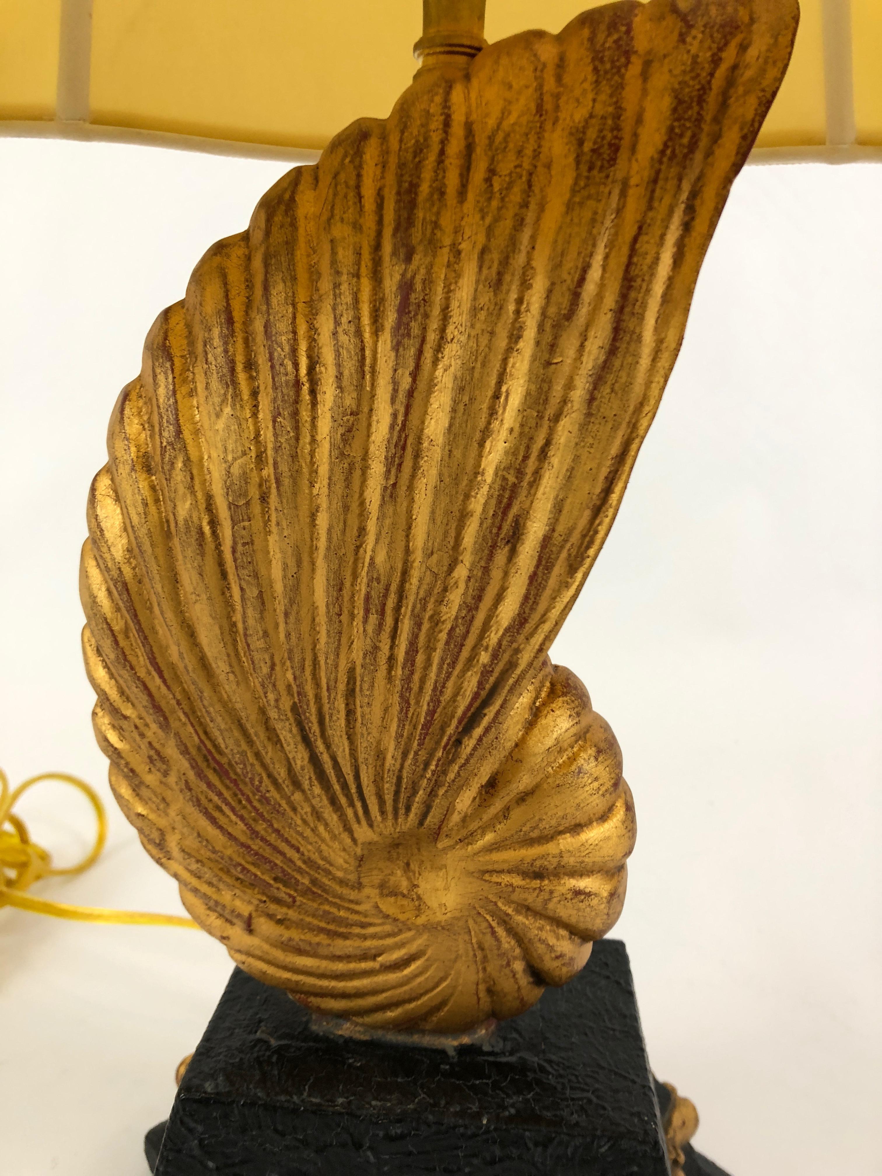 Gorgeous Black and Gold Chelsea House Shell Lamp with Seahorse Finial ...