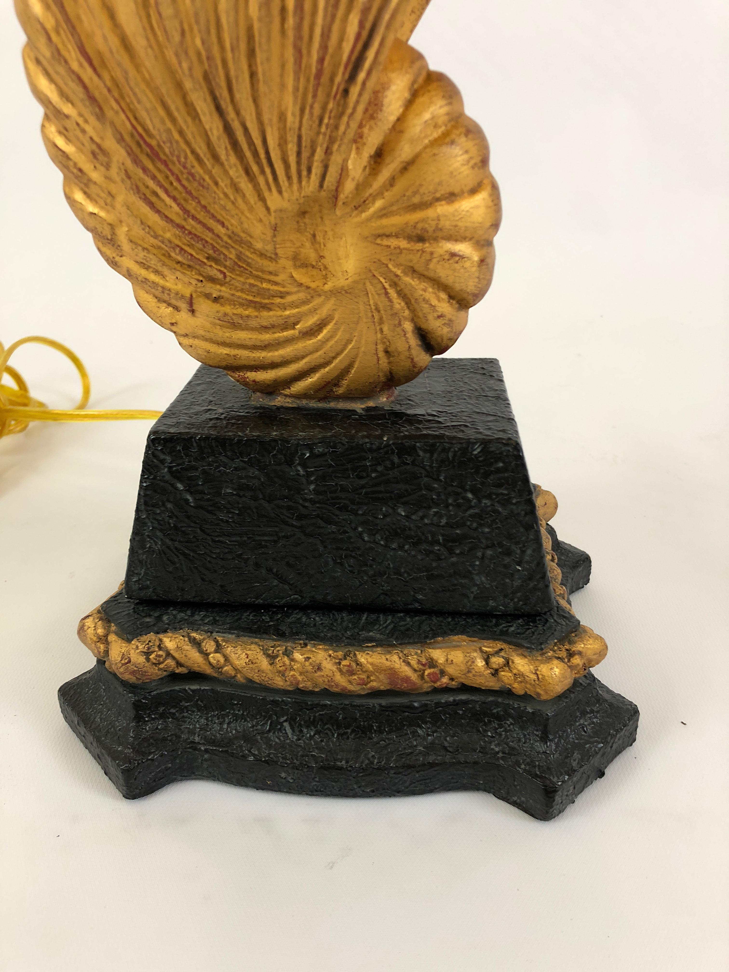 Gorgeous Black and Gold Chelsea House Shell Lamp with Seahorse Finial ...