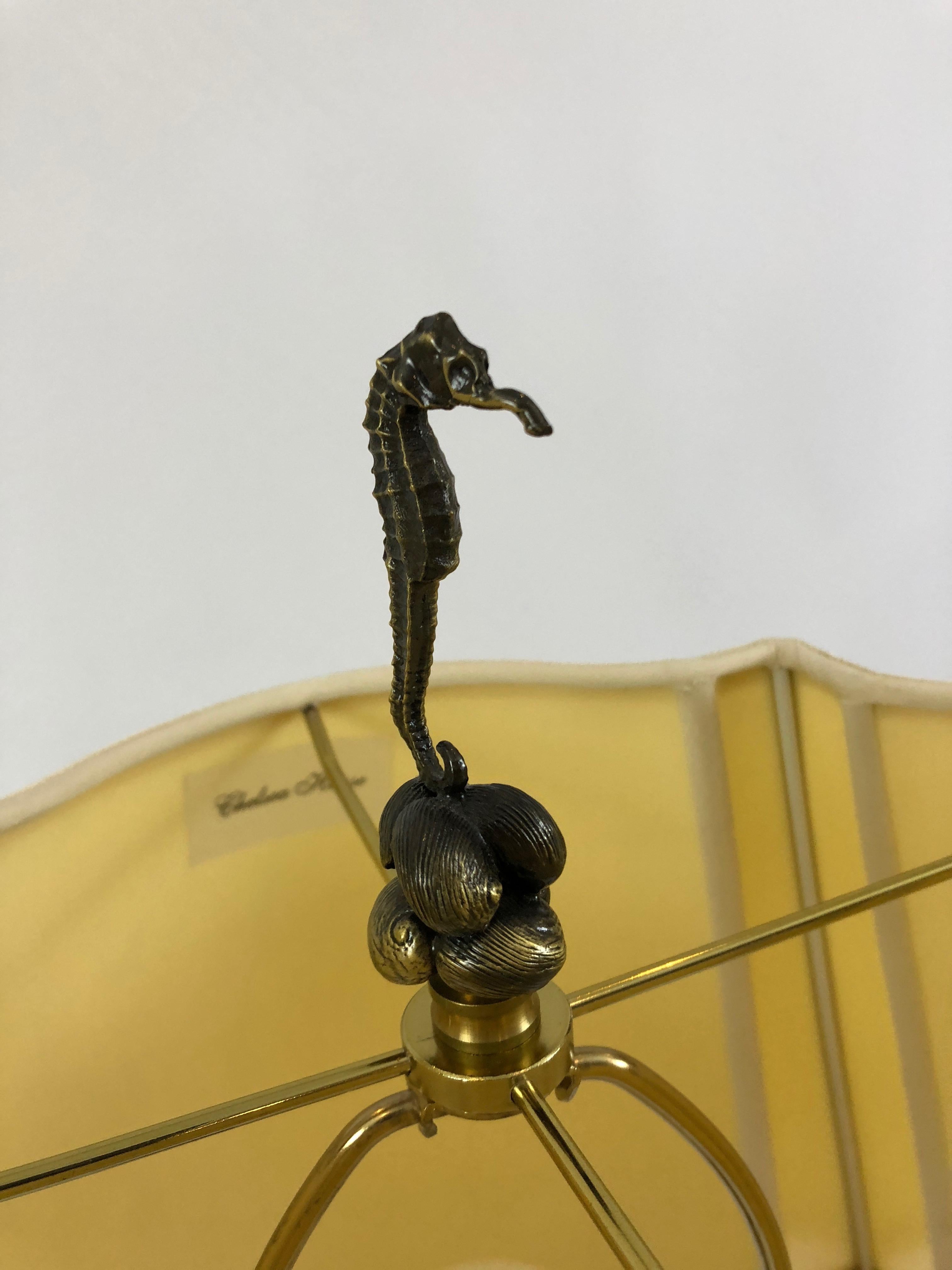 Gorgeous Black and Gold Chelsea House Shell Lamp with Seahorse Finial ...