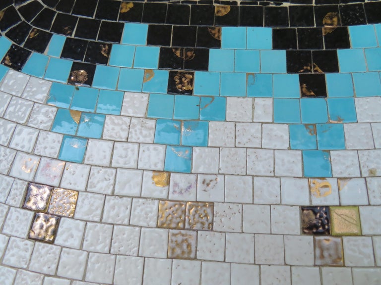 Gorgeous Brass Kidney Shaped Tile Mosaic Top Coffee Table Mid-Century ...