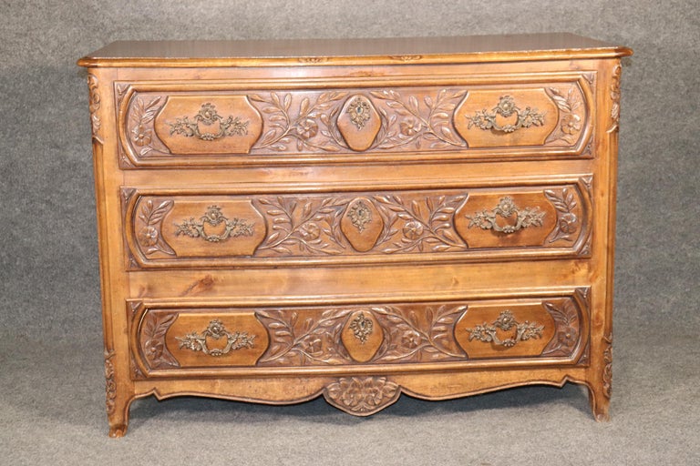 Gorgeous Carved Walnut Floral French Louis XV Country Commode, Circa ...