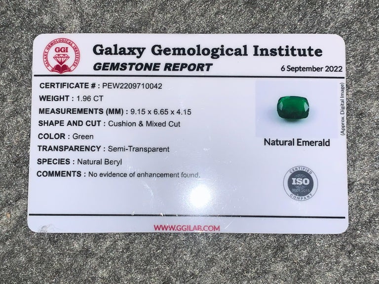 Gorgeous Certified Natural Green Emerald from Swat Pakistan Mine 1.96 ...