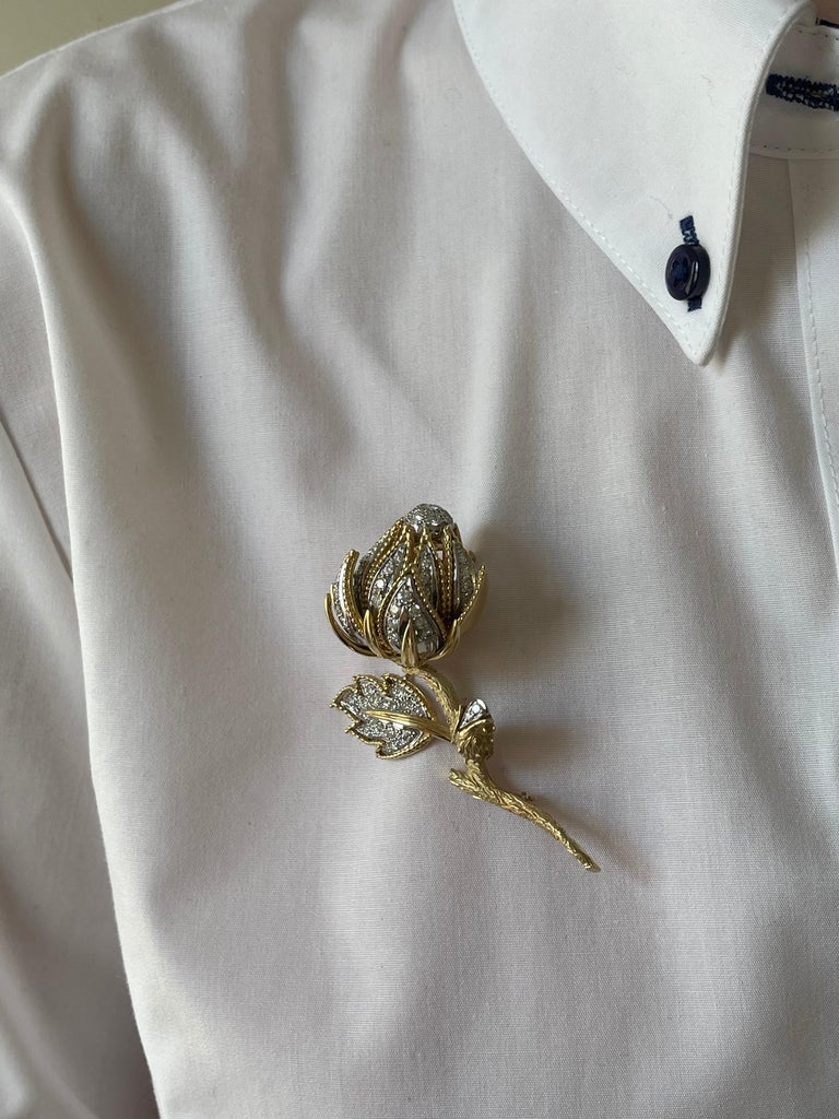 Gorgeous Diamond Yellow Gold Flower Brooch For Sale at 1stDibs ...