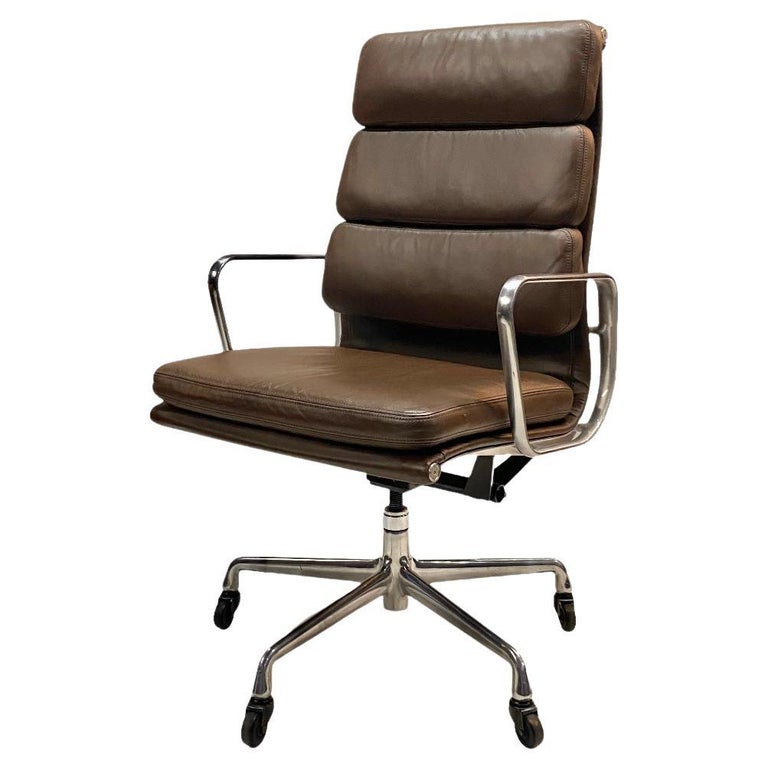 Gorgeous Eames Executive Soft Pad Desk Chair in Brown Leather at 1stDibs