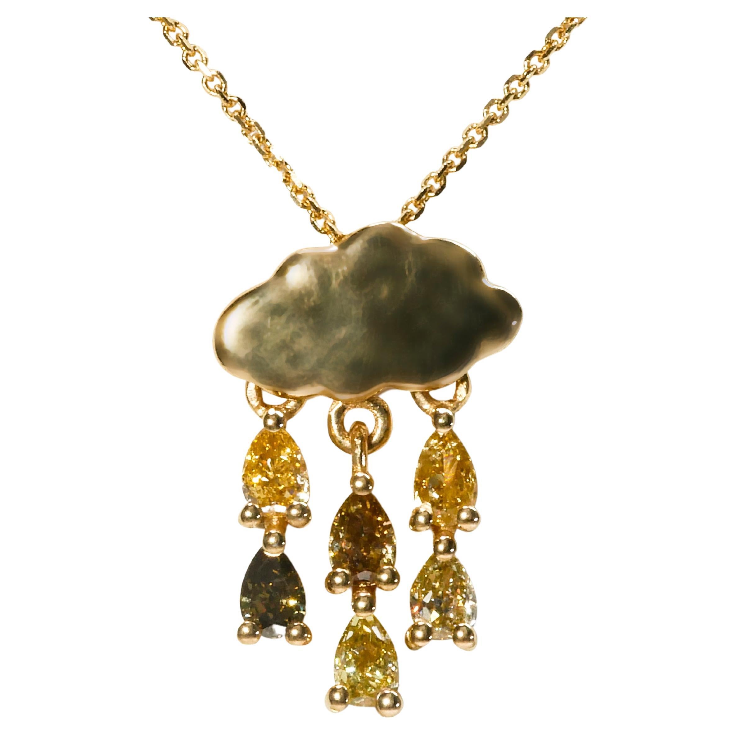 Gorgeous 18K White Gold Pendant and Chain with 0.03 ct Natural Pear and ...