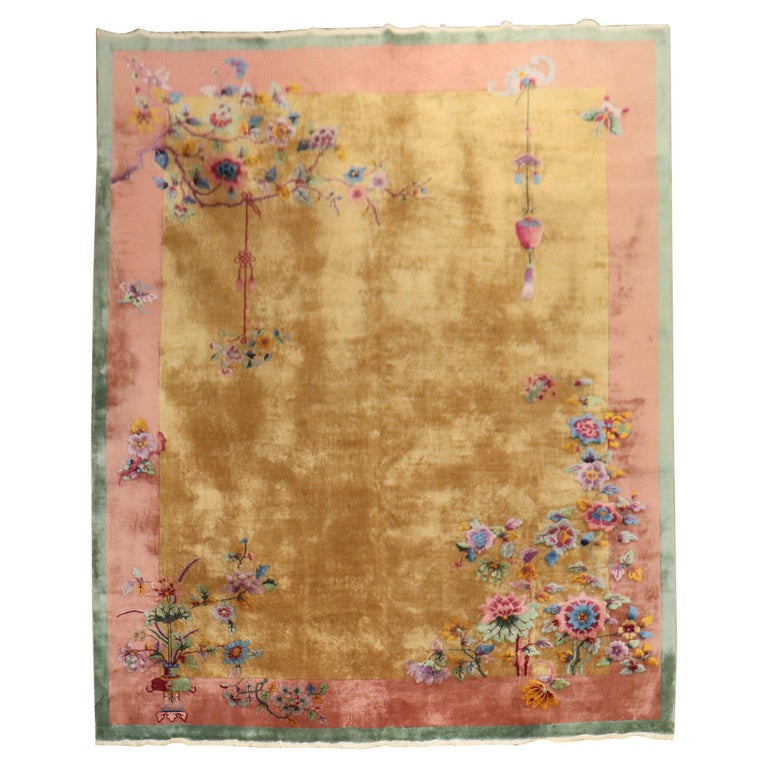 Gorgeous Floral Art Deco Chinese Room Size Souf Rug at 1stDibs