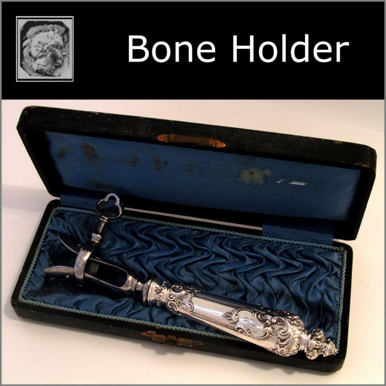 Gorgeous French Sterling Silver Bone Holder, Original Box, Cherubs at ...