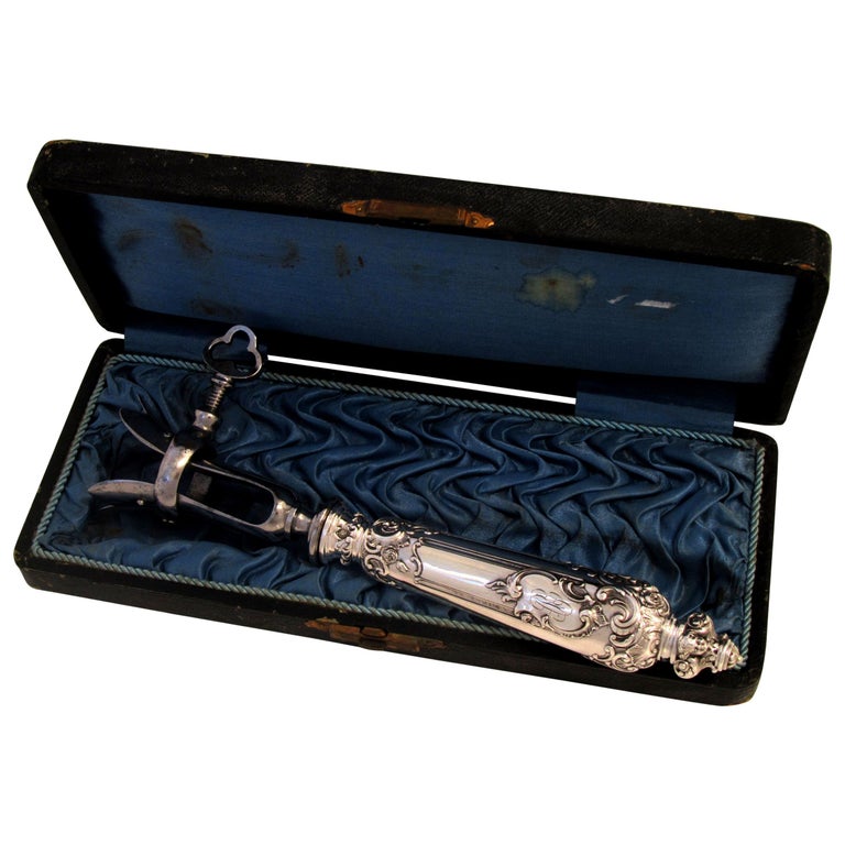 Gorgeous French Sterling Silver Bone Holder, Original Box, Cherubs at ...