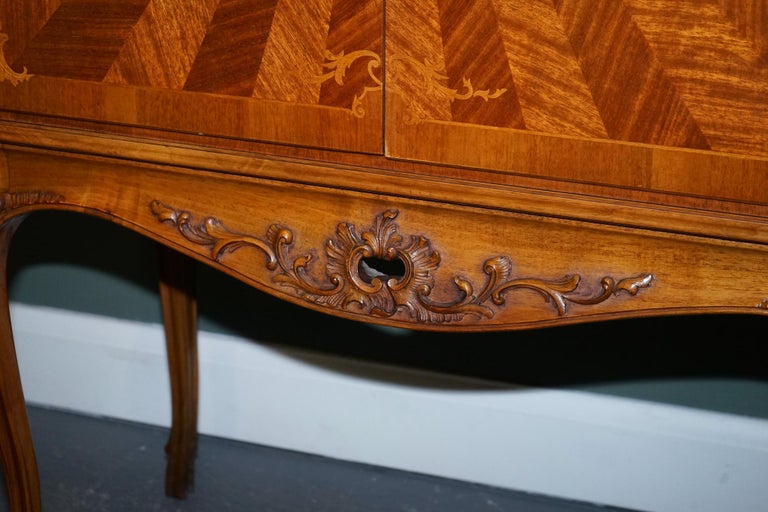 Gorgeous French Walnut Parquetry Drinks Cocktail Bar Cabinet Cupboard ...