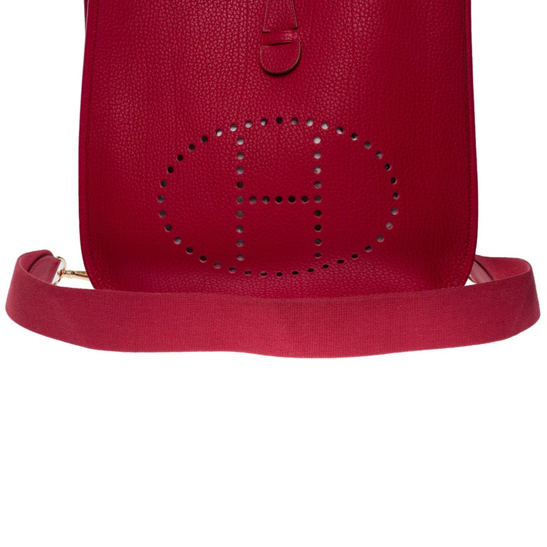 Gorgeous Hermès Evelyne 33 (GM) shoulder bag in Red Casaque Togo ...