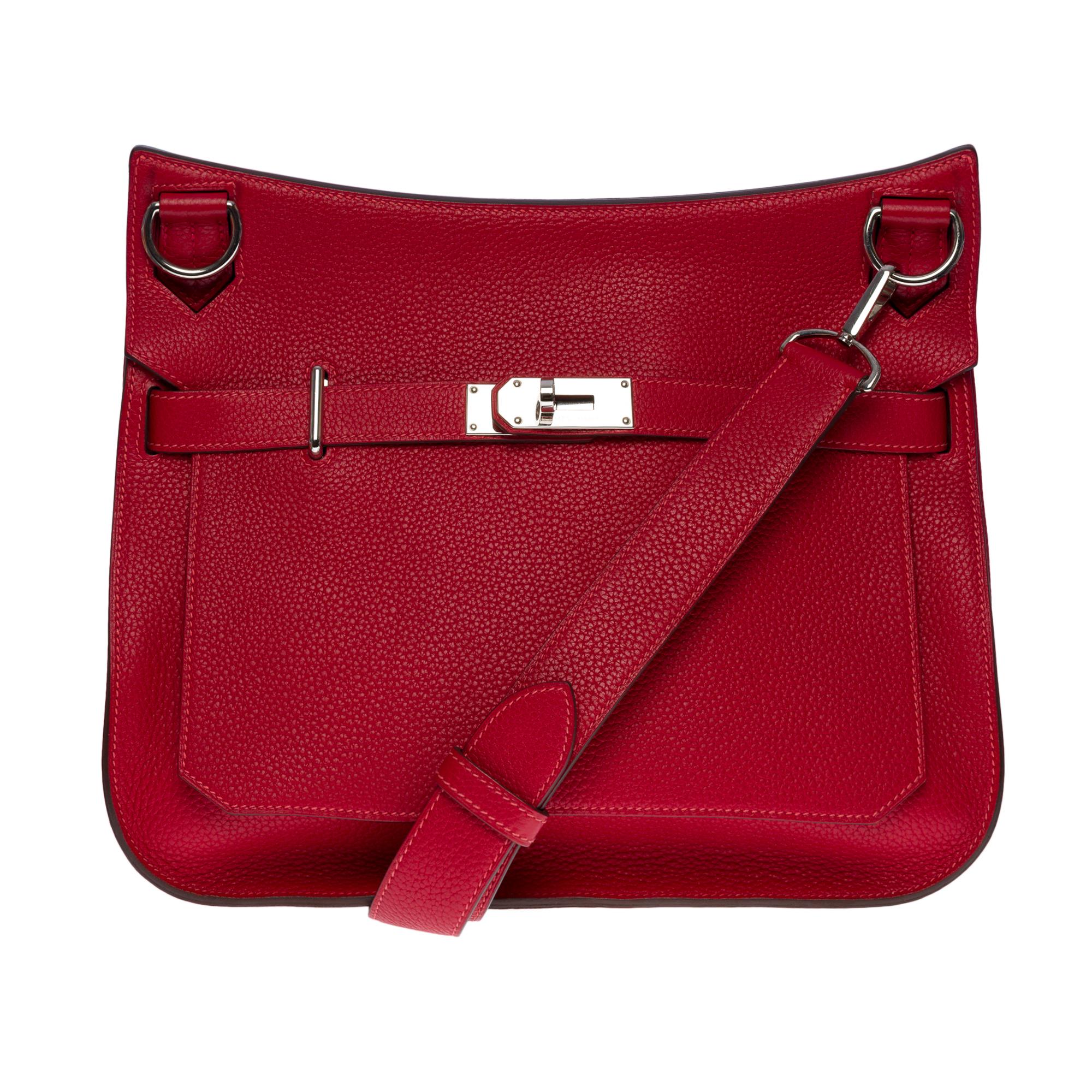 Gorgeous Hermès Jypsière Grand Model crossbody bag in Red Togo leather ...