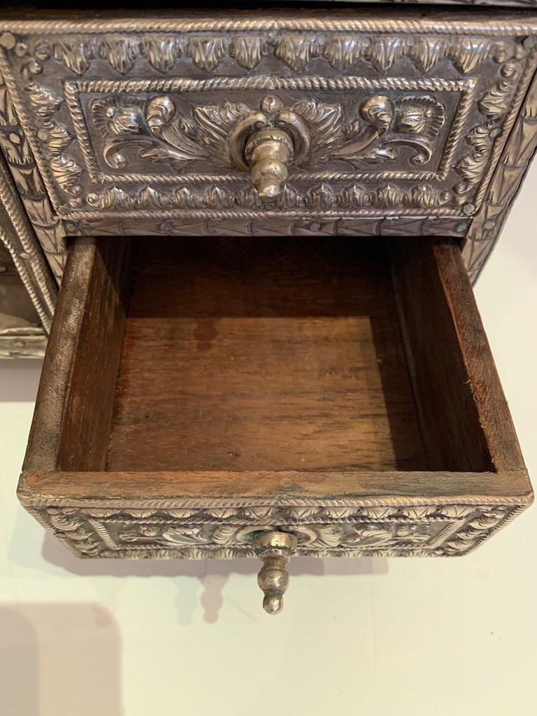 Gorgeous Indian Silvered Filigree Box with Many Drawers at 1stDibs