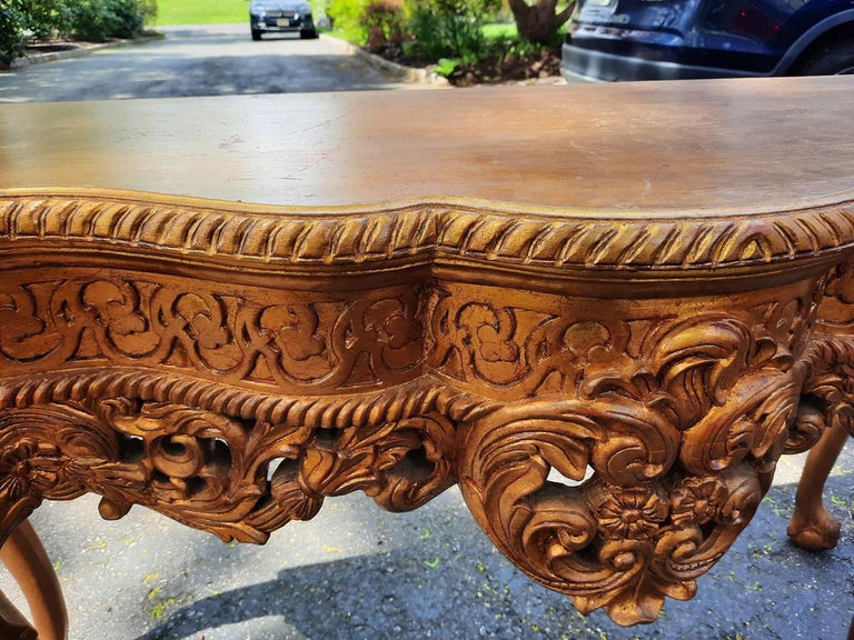 Gorgeous Italian Carved Gilded Console Table For Sale at 1stDibs