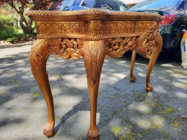 Gorgeous Italian Carved Gilded Console Table For Sale at 1stDibs