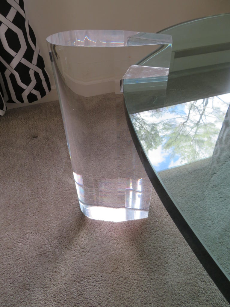 Gorgeous Karl Springer Style Lucite Column Round Coffee Table Mid ...