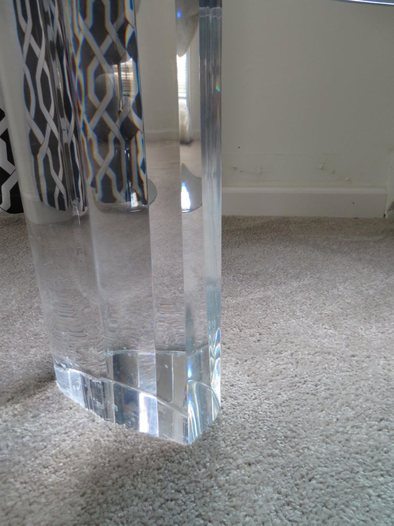 Gorgeous Karl Springer Style Lucite Column Round Coffee Table Mid ...