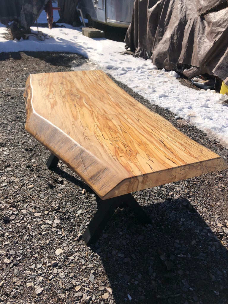 Gorgeous Live Edge Maple Slab Coffee Table For Sale at 1stDibs