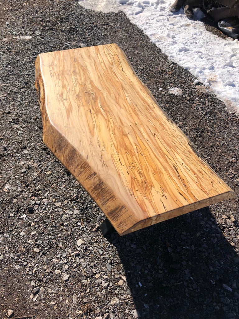 Gorgeous Live Edge Maple Slab Coffee Table For Sale at 1stDibs