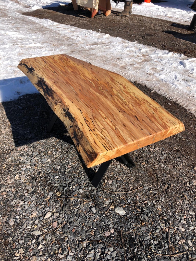 Gorgeous Live Edge Maple Slab Coffee Table For Sale at 1stDibs