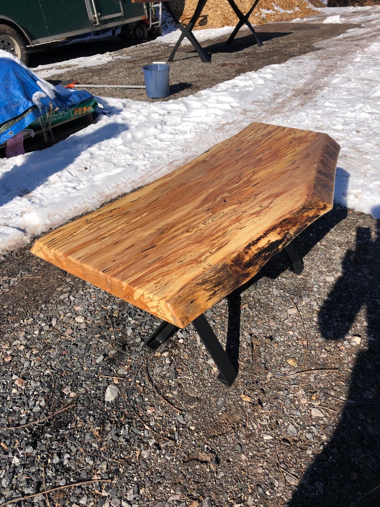 Gorgeous Live Edge Maple Slab Coffee Table For Sale at 1stDibs