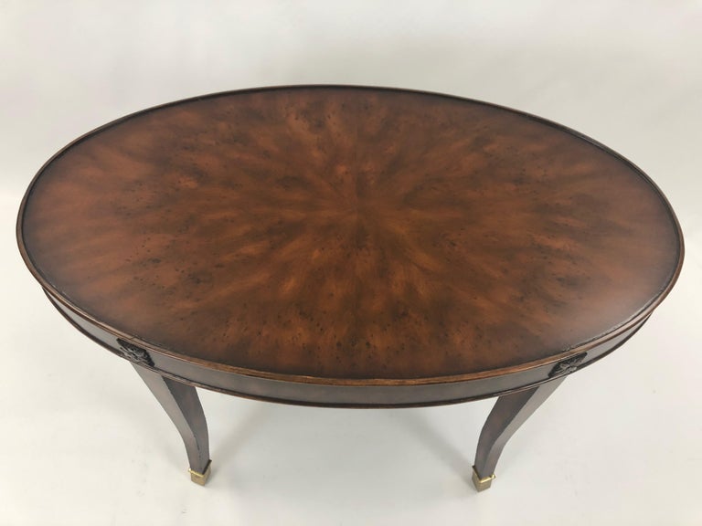 Gorgeous Mixed Wood Oval Pie Crust Tray Top Coffee Table at 1stDibs
