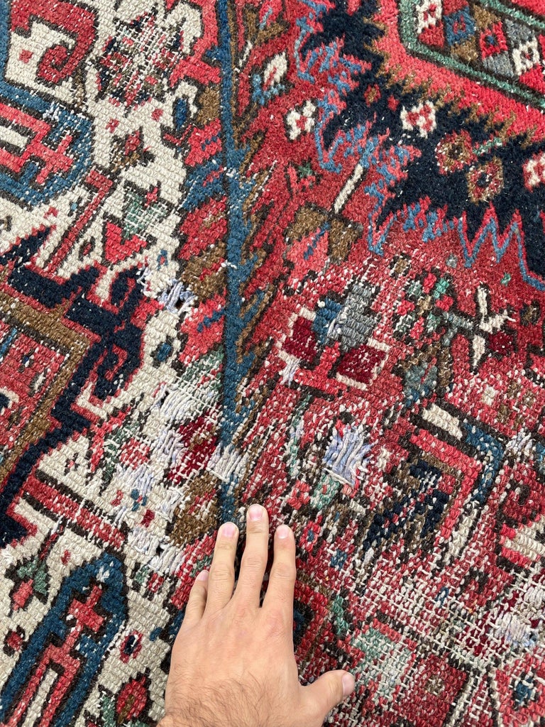 Gorgeous and Moody Worn Vintage Rug, circa 1945-1955 For Sale at 1stDibs