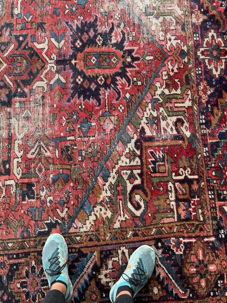 Gorgeous and Moody Worn Vintage Rug, circa 1945-1955 For Sale at 1stDibs