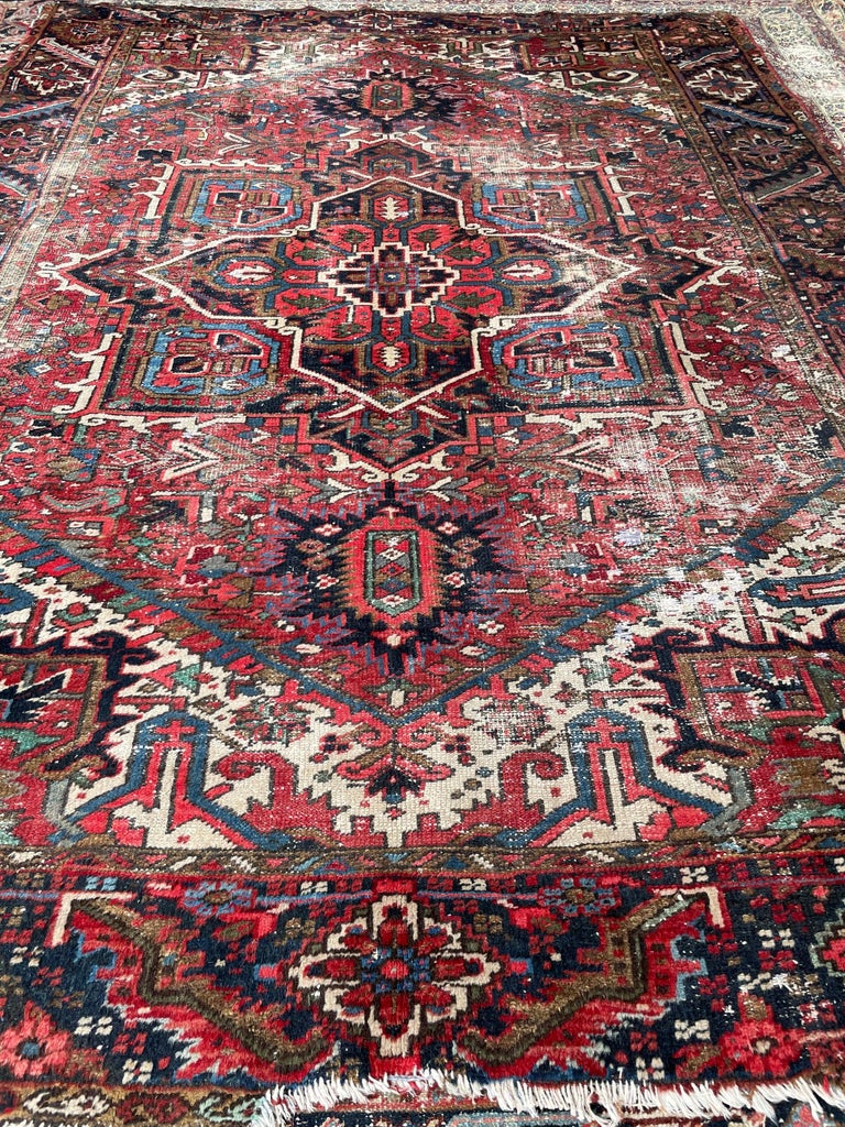 Gorgeous and Moody Worn Vintage Rug, circa 1945-1955 For Sale at 1stDibs